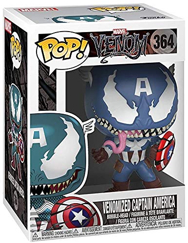 POP Marvel: Venom - Venomized Captain America Funko Pop Vinyl Figure (Bundled with Compatible Pop Box Protector Case), Multicolored, 3.75 inches