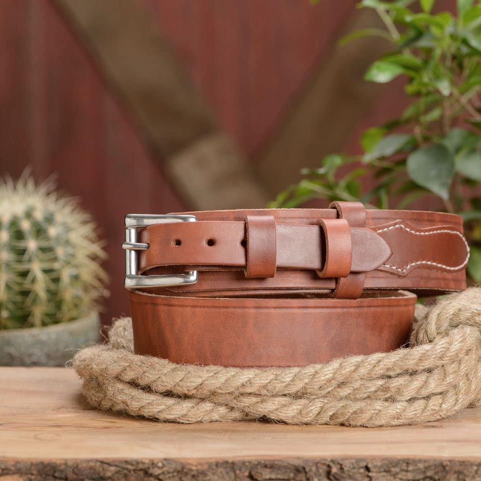 Bullhide Belts Mens Leather Belt for Work, Casual, Dress, 1.75" Wide, Tan, 36"