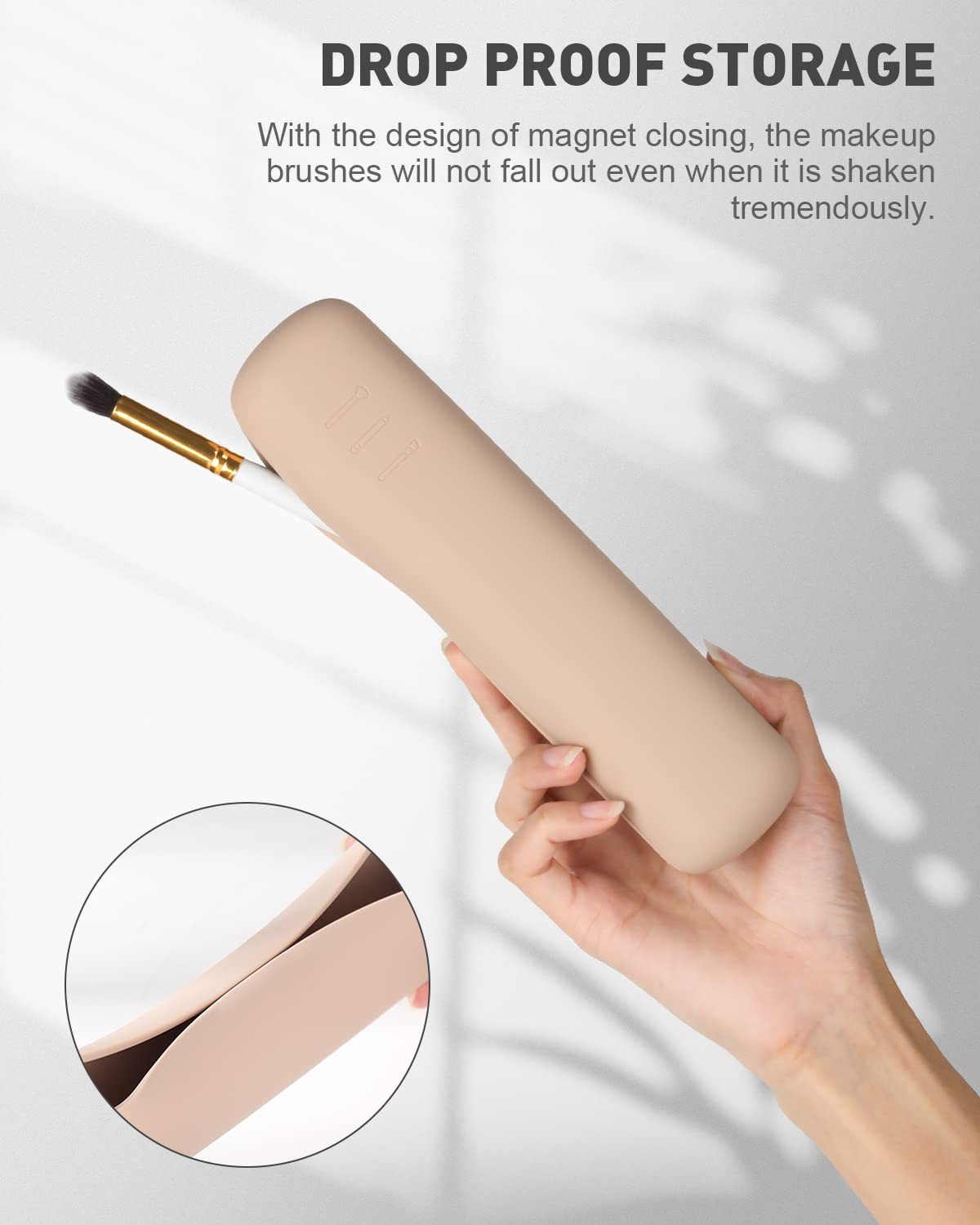 CORNERIA Travel Makeup Brush Case with Magnets lock, Portable Makeup Brush Cosmetic Holder, Soft and Comfortable Makeup Brush Organizer, Fashionable and Beautiful Cosmetic Brush Bag