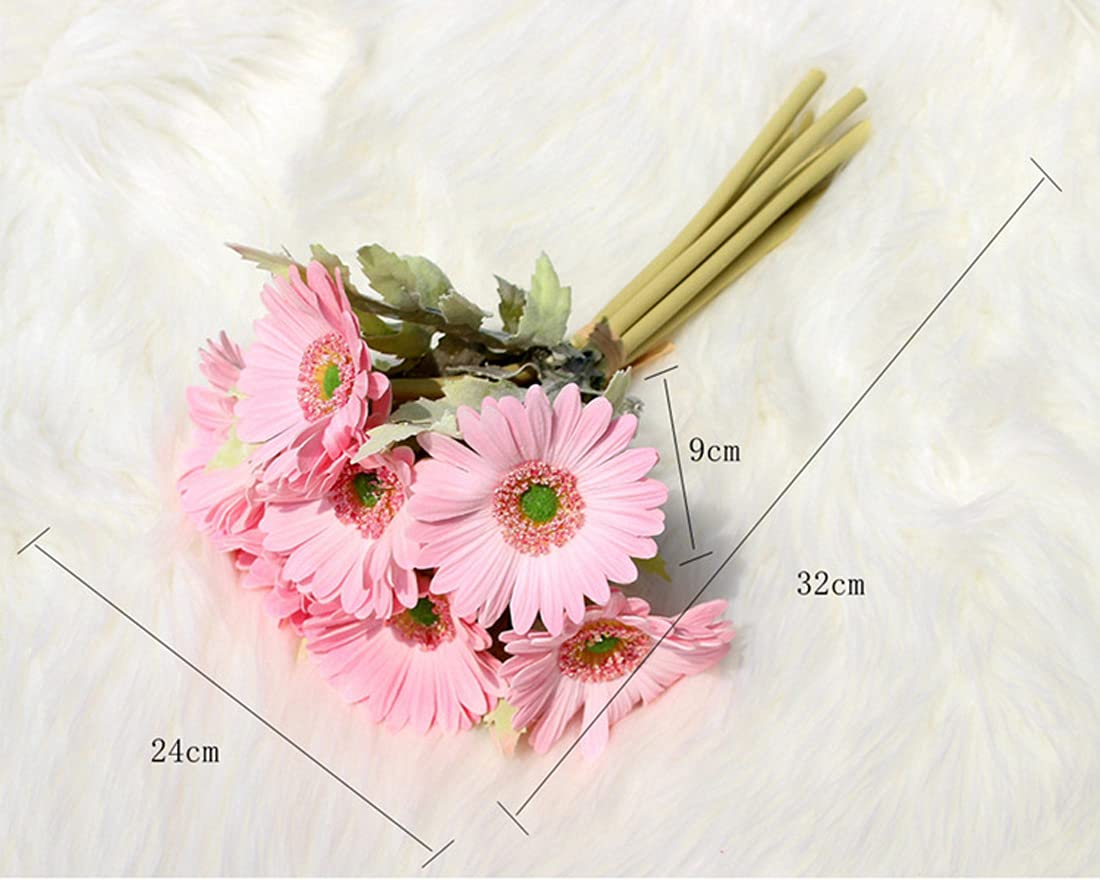 Qingriver 1 Bouquet(7 Stems) PU Gerbera Jamesonii African Daisy Artificial Flowers for Home Garden Wedding Party Decor (Orange&Yellow)