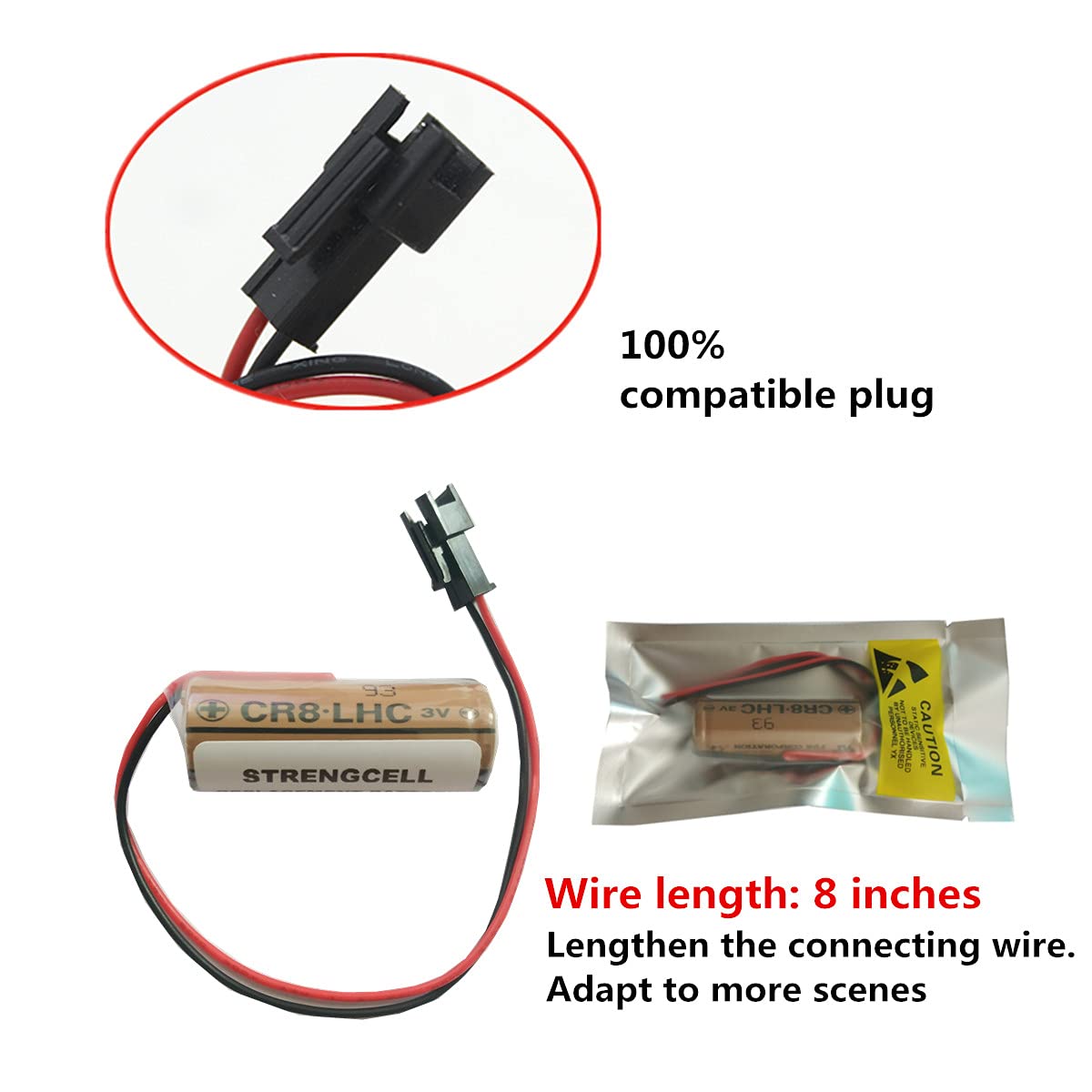 Cr8.Lhc Replacement Battery Fdk Cr8 Lhc 3 Volt Lithium Automatic Flusher Toto Flusher Battery TH559EDV410R 3 PACK Black