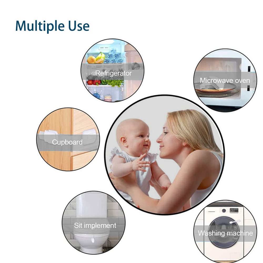 Easy to Install Nitems Cabinet Locks for Babies with Adhesive for Kitchen Cupboard Doors, Fridge, Toilet Seat, Improved Child Safety, No Trapped Fingers- 6Pack-4 Extra 3M (22cm Strap Length, 6.00)