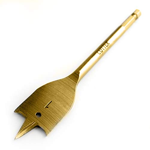 CUTTEX TOOLS Spade Drill Bit Set in Titanium Coating, 6 Pcs Titanium Drill Bit for Woodworking, 3/8" to 1", Full Set, Paddle Flat Bits (Titanium Coating), Nylon Storage Pouch Included