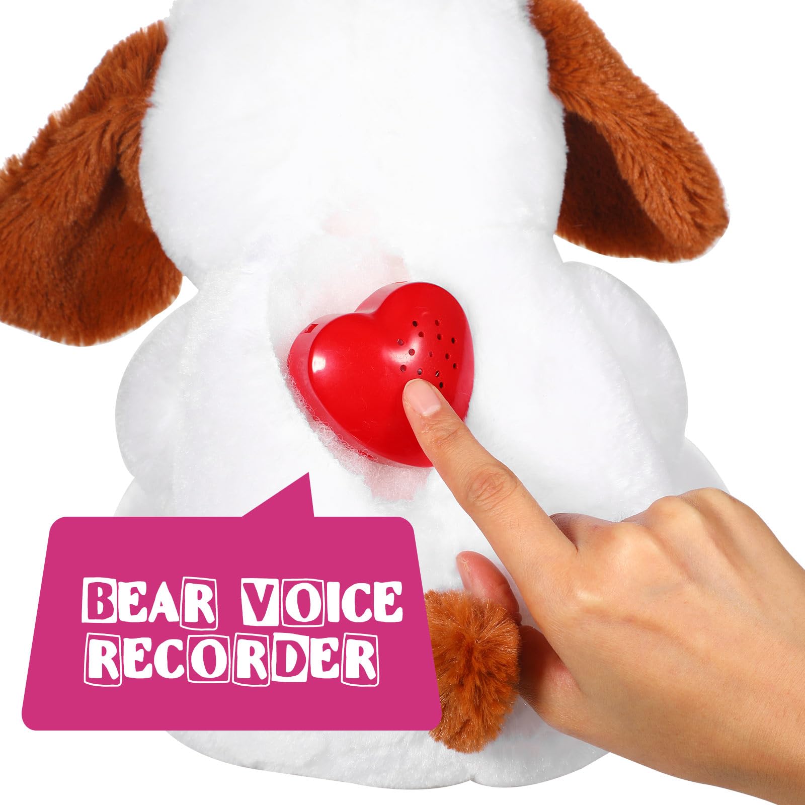 Civaner 2 Pack Voice Recorder for Stuffed Animal 20 Second Red Heart Voice Recorder Christmas Sound Recording Device Recordable for Plush Bears Toy