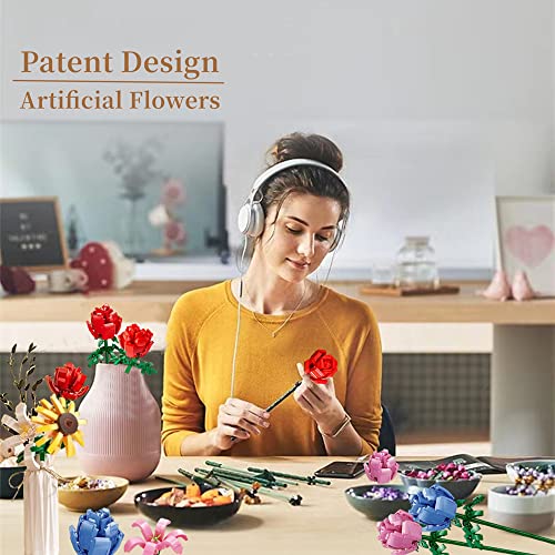 Crabegg Roses Building Sets for Kids | Patented Design | 3D Puzzles Flowers Bouquet for Adults
