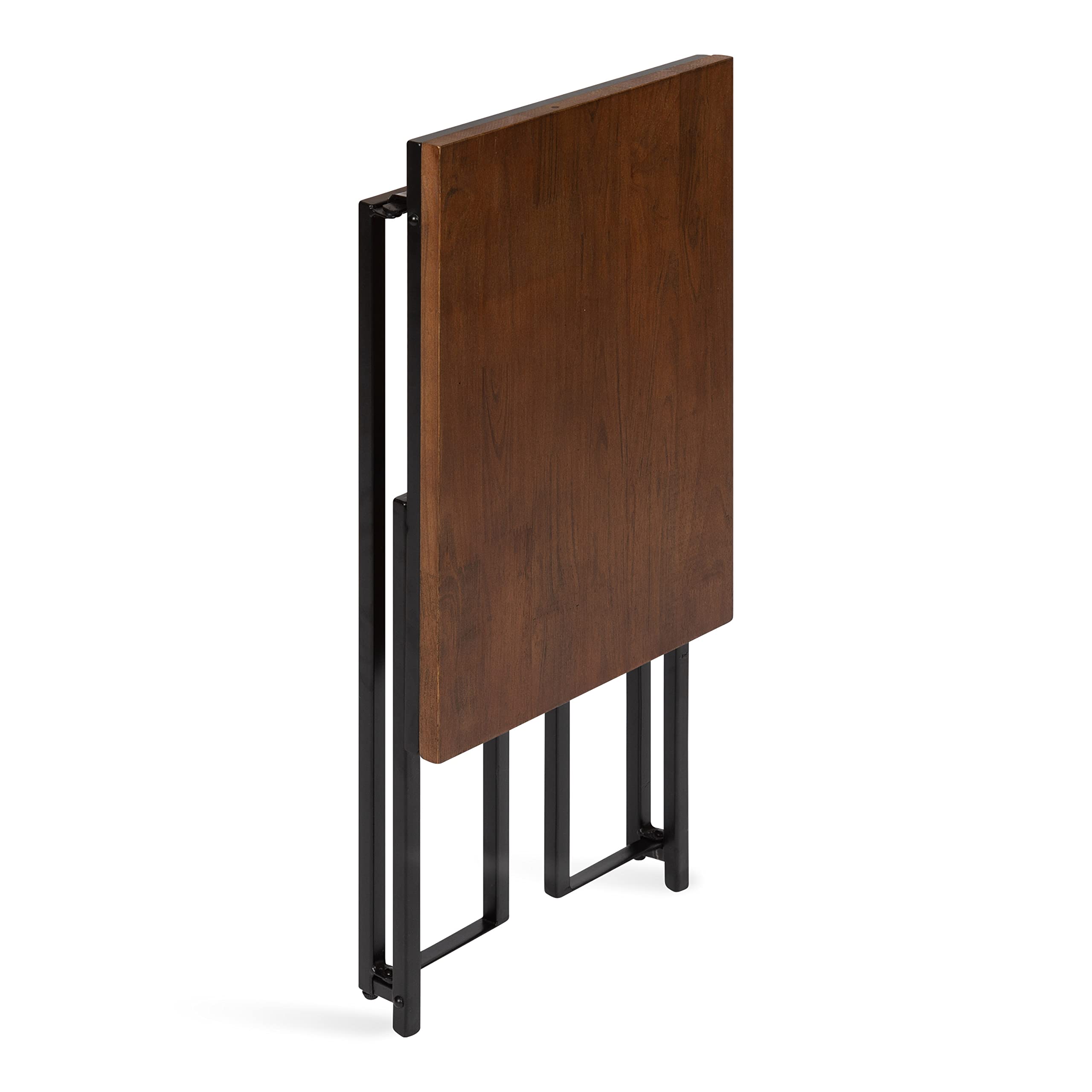 Kate and Laurel Lockridge Modern C-Shape End Decorative Minimalist Accent Table for Storage and Display, 19 x 12 x 27, Walnut Brown and Black