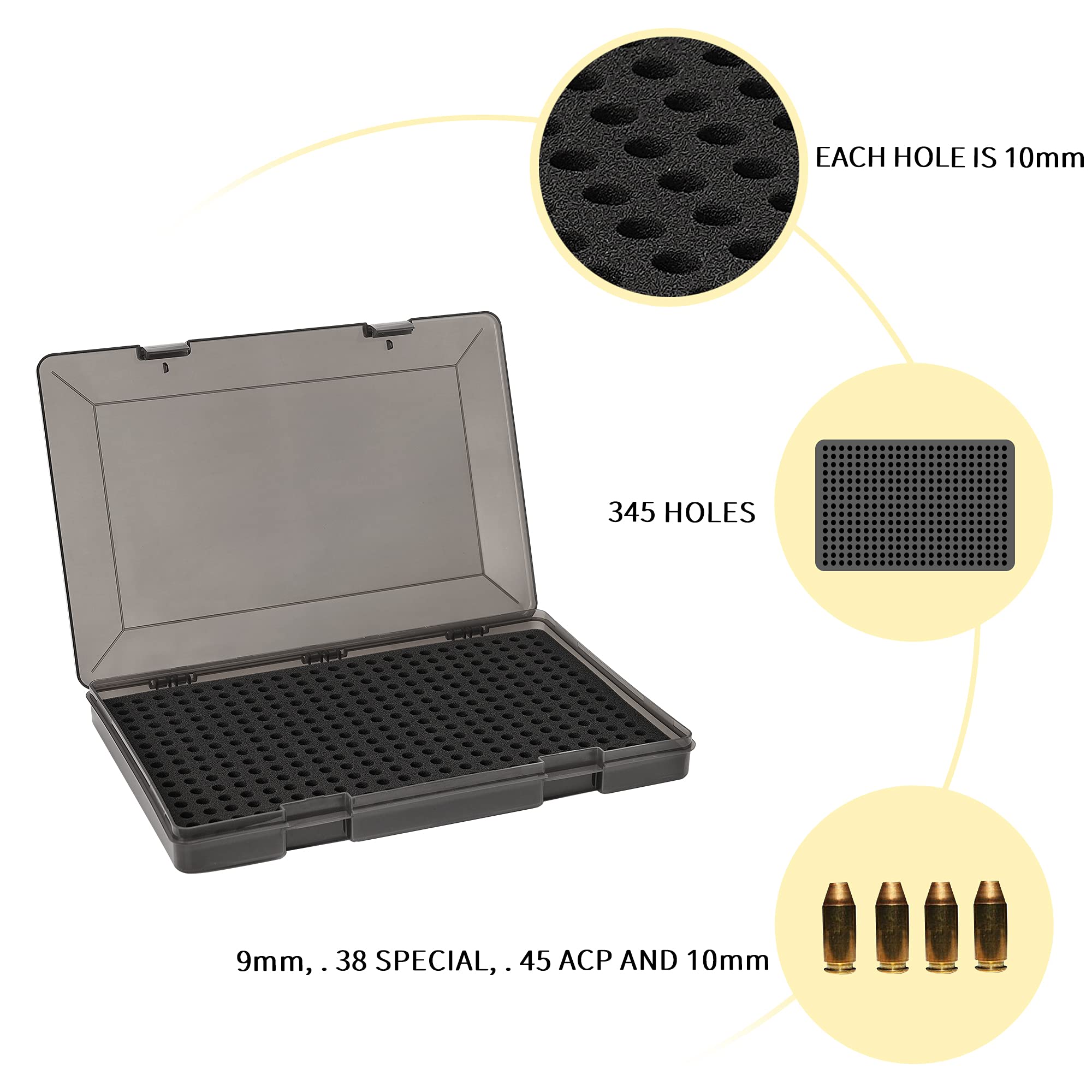 Brappo Hard Carrying Case Compatible with 9 mm/380 Ammo Box,Plastic Material
