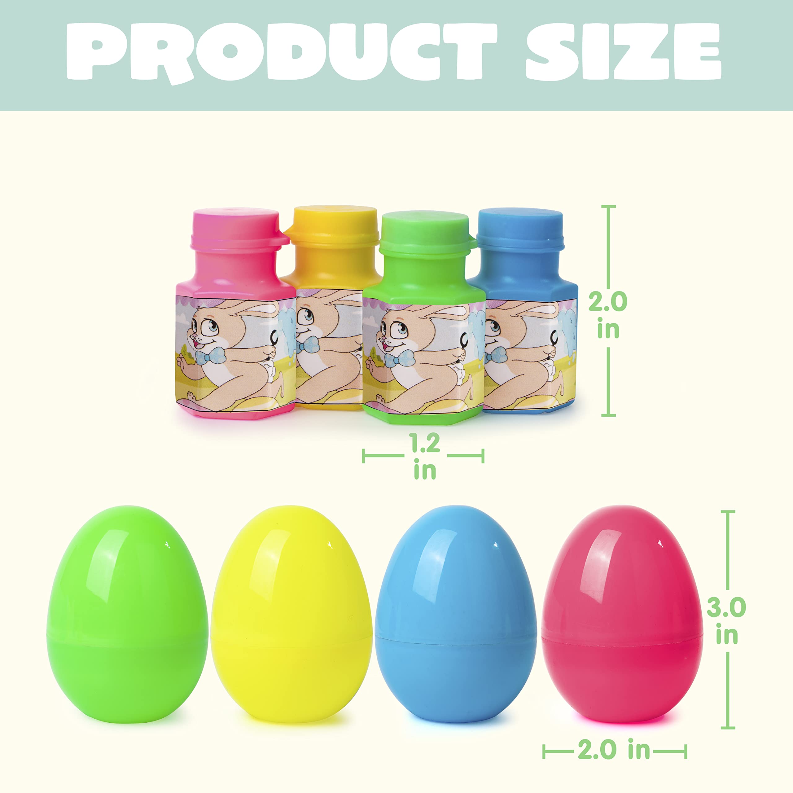 JOYIN 24 Pcs Prefilled Easter Eggs with Bubble Wands for Kids Basket Stuffers, Easter Decorations, Easter Children Fun, Egg Hunt Game, Easter Décor Gifts and Party Favors, 3.15"