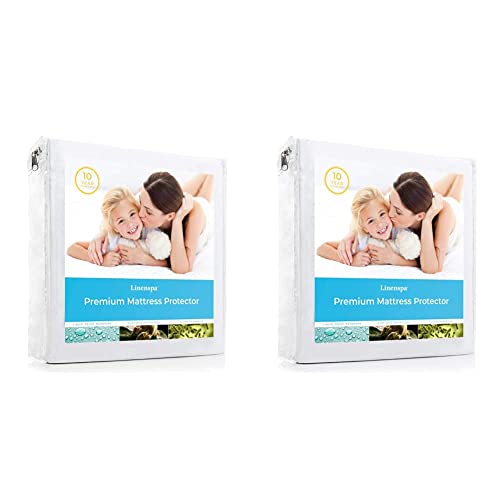Linenspa Cover Protector-Waterproof-Vinyl Free, Queen, White & Cover Protector-Waterproof-Vinyl Free, Twin, White