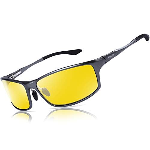 BIRCEN Night Vision Glasses for Driving, Anti Glare HD Al-Mg Frame Night Driving Glasses for Men and Women