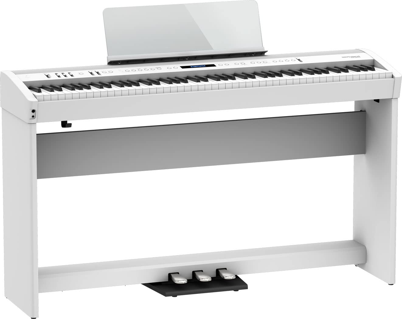 Roland FP-60X 88-Key Digital Piano - White Bundle with Roland KSC-72 Stand, Roland KPD-90 Three Pedal Unit, Bench, Instructional DVD, Online Piano Lessons, and Austin Bazaar Polishing Cloth