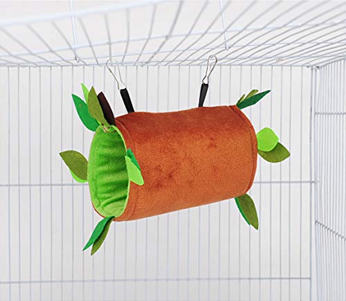 Hamiledyi Hamster Hammock Small Animals Hanging Warm Bed House Organic Natural Apple Wood Chewing Stick Rat Cage Nest Accessories Toy Hanging Tunnel and Swing for Sugar Glider Squirrel