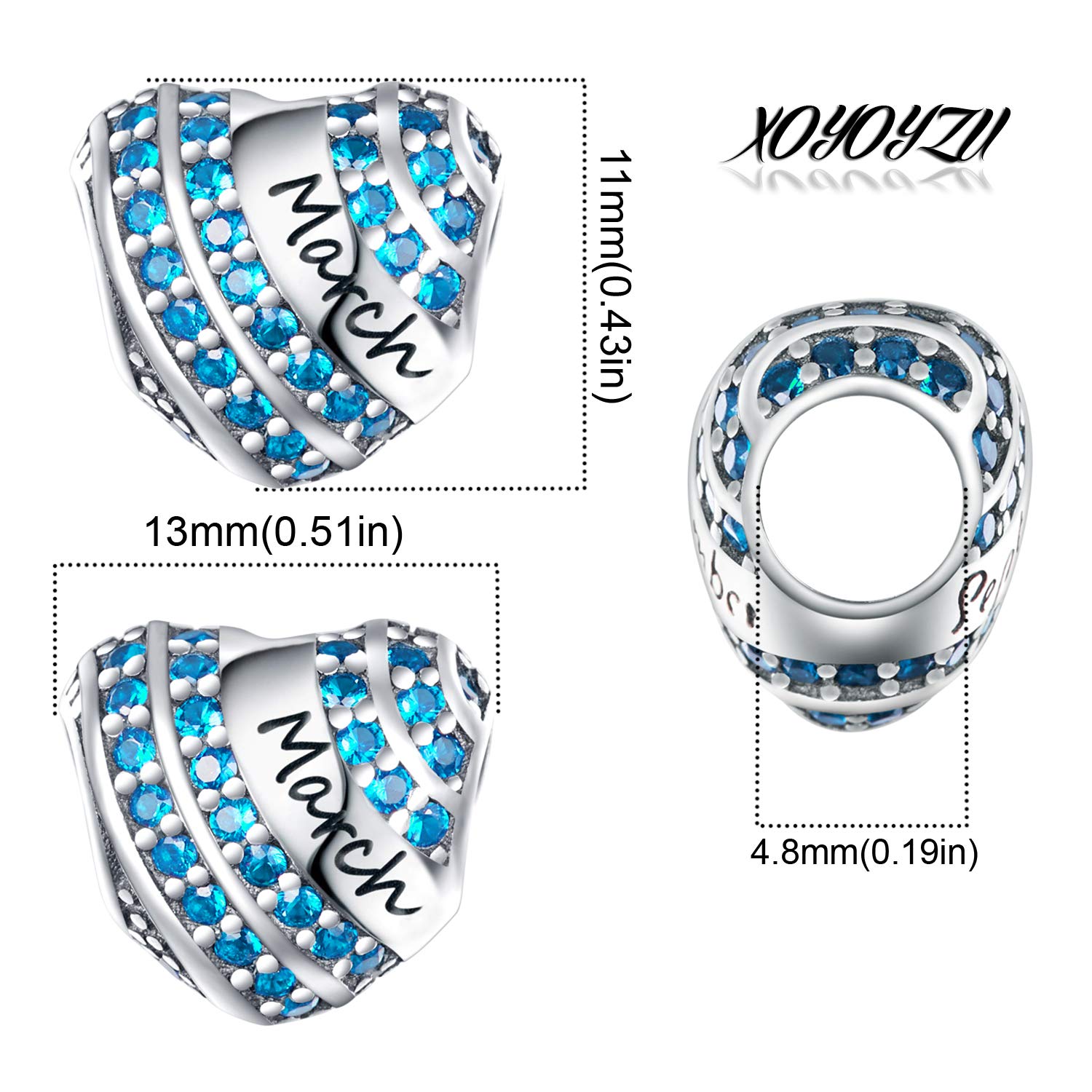 Birthstone Charm for Pandora Charms Bracelet Sterling Silver Bead Birthday Charms 03