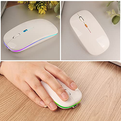 Rechargeable Dual-mode Wireless Bluetooth Mouse Bt Plus 2.4g Wireless Light-emitting Silent Mouse Lady Mouse Ultra-thin Fashion Cute Anti-slip Design Pc Game Mouse, Suitable For Laptop Design And Offi