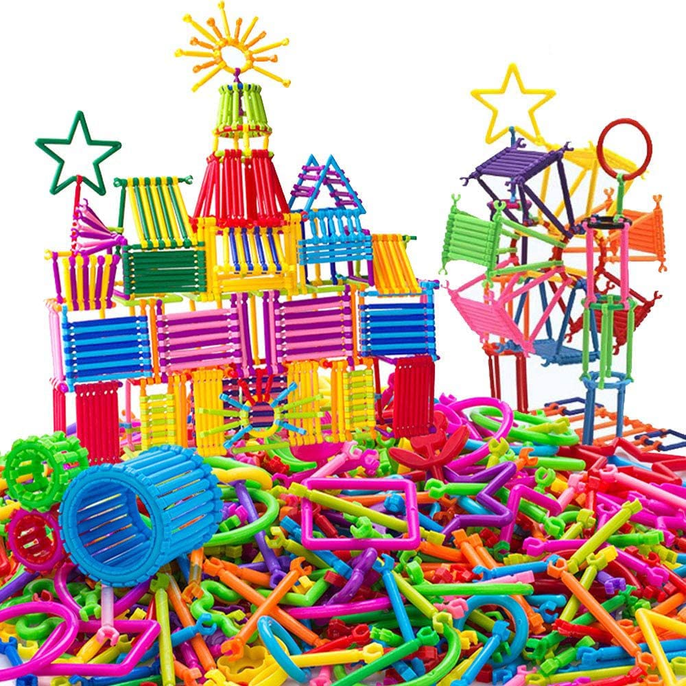 JUANYUE 500 PCS Building Toy Building Blocks Bars Different Shape Educational Construction Engineering Set 3D Puzzle, Interlocking Creative Connecting Kit, Building Construction Toys A Great STEM Toy