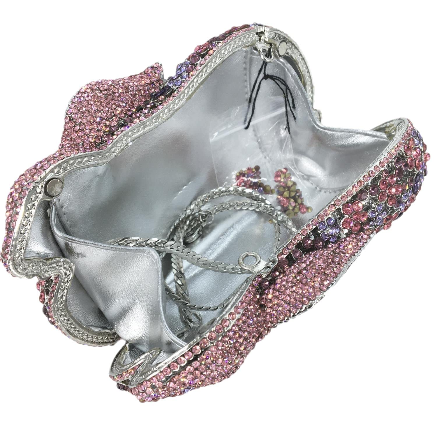 Rabbit Bunny Women Crystal Evening Bags and Clutches Formal Party Dinner Rhinestone Minaudiere Purse and Handbag (A)