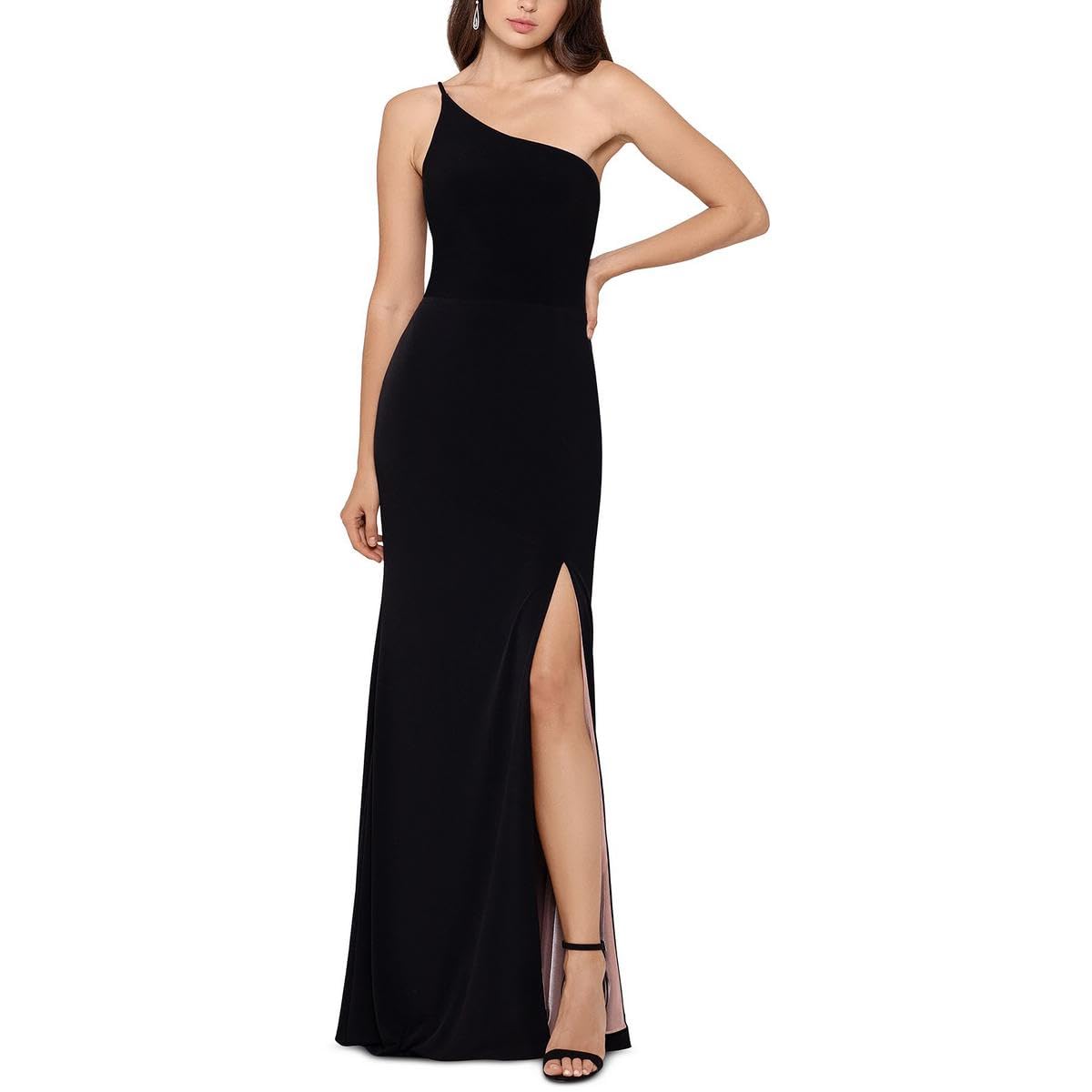 Xscape One Shoulder Ity with Color Lining Black/Nude 4