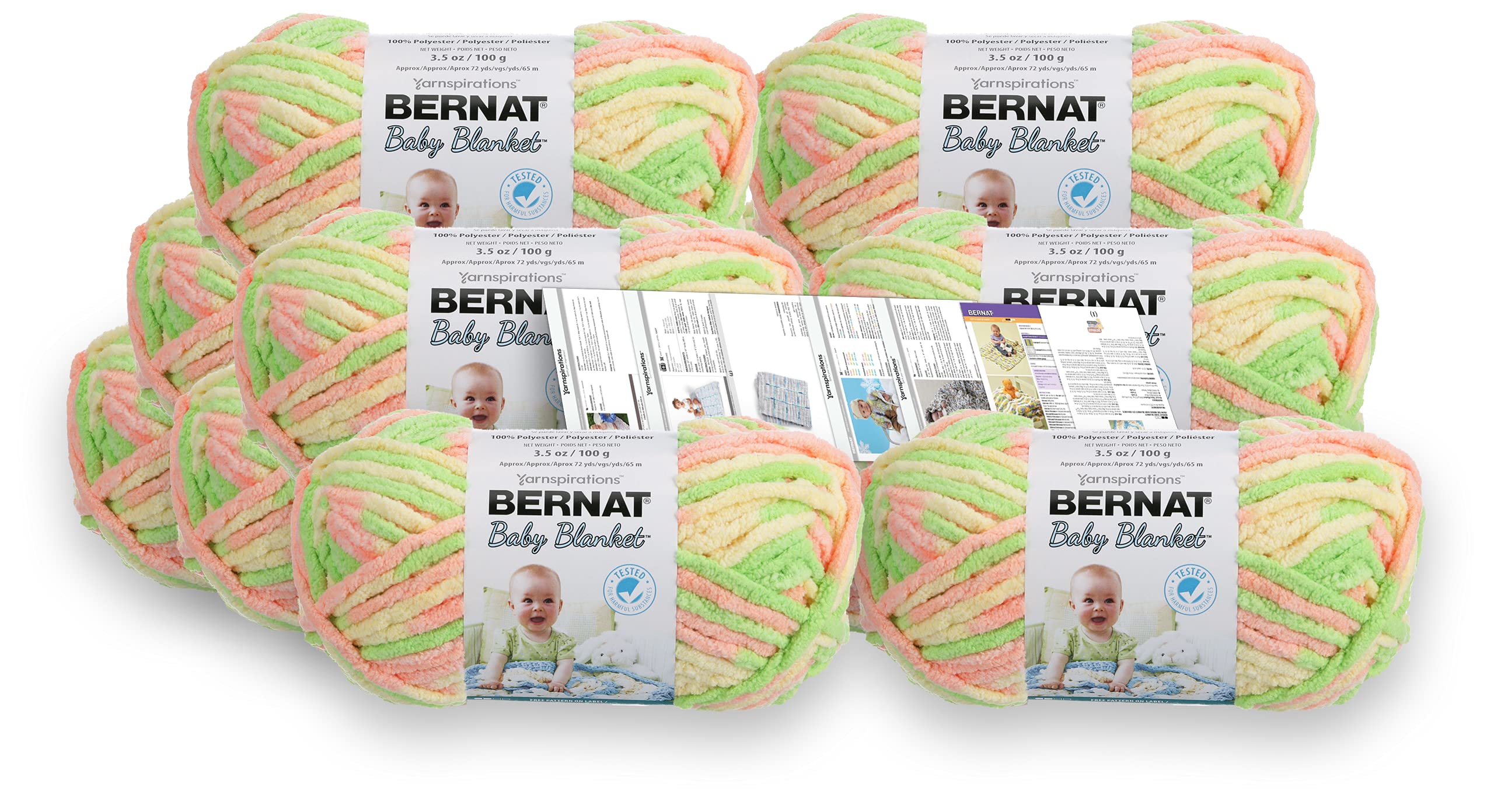 Bernat Baby Blanket Yarn - 3.5 oz - 12 Pack with Pattern Cards in Color (Little Sunshine)