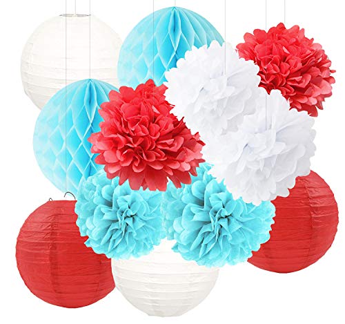 Dr. Seuss The Cat in The Hat Birthday Decorations/Thing 1 and Thing 2 Party Decorations/Dr. Seuss Baby Shower Decorations Blue White Red/Circus Carnival Party Decorations/2023 Nurse Graduation