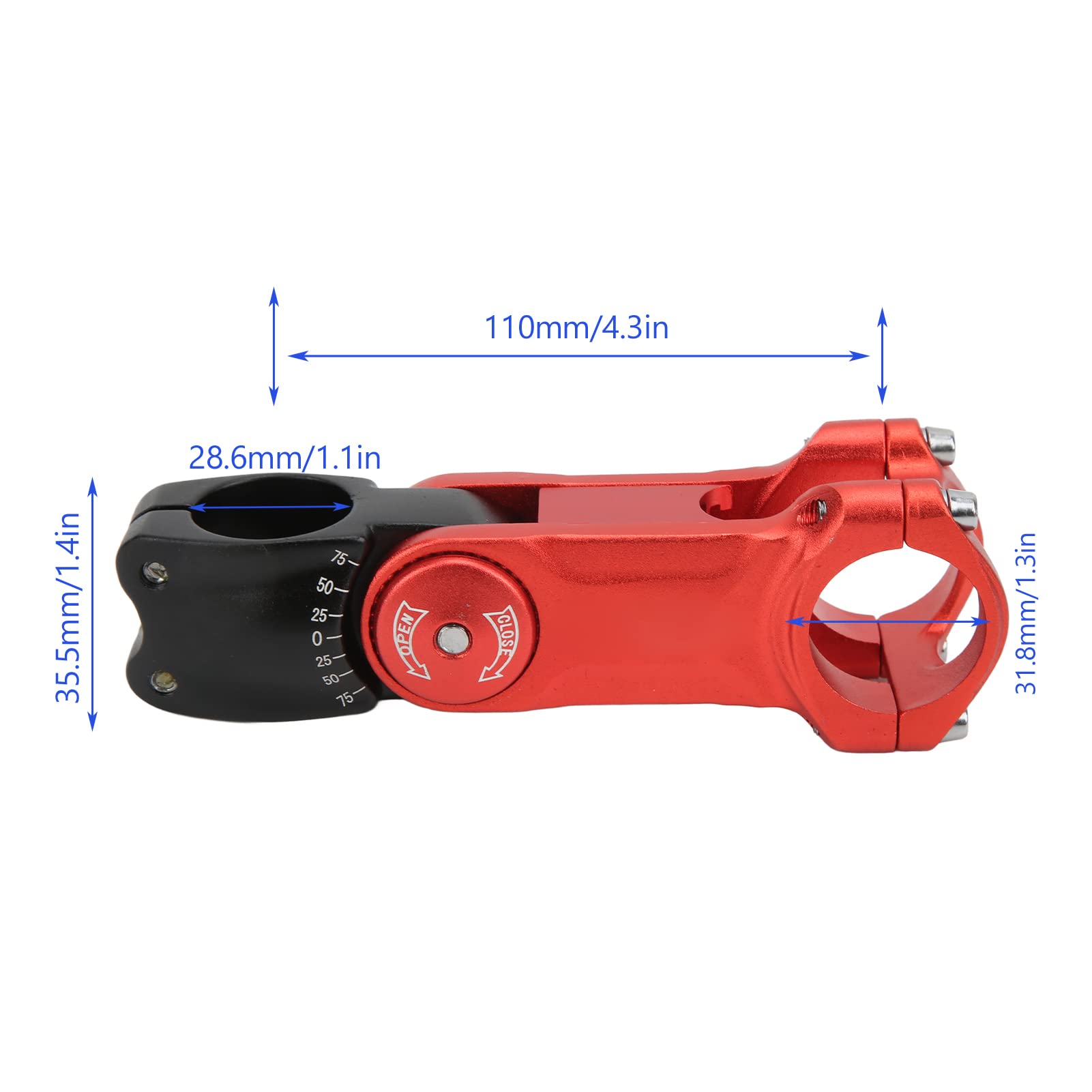 Bike Stem, Comfortable Riding Heavy Duty Reduce Pressure Adjustable Handlebar Extender Aluminum for Road Bike(31.8 * 110)