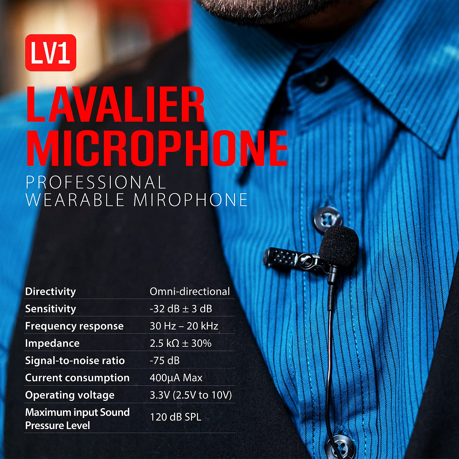 Xvive LV1 Lavalier Microphone Lav Mic Omni-Directional Lapel Microphone for Wireless Lavalier Microphone,Audio Recorder