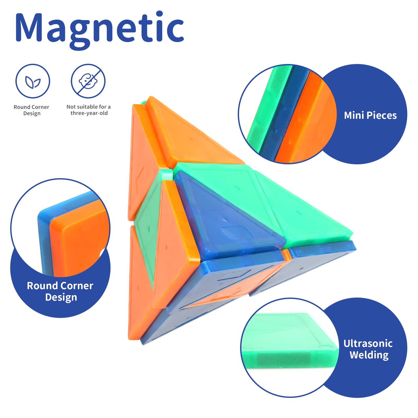 Rotemox 32 Pieces Glow in The Dark Magnetic Tiles Set for Kids 3+, 3D Educational Building Magnetic Blocks, Construction Magnets for Kids Birthday Gift