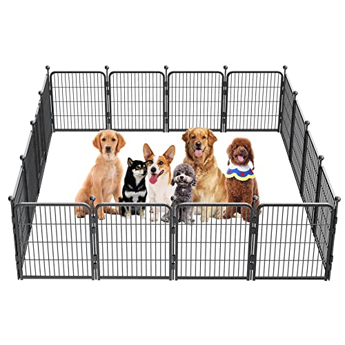 Hawsaiy Dog Fence for The Yard Outdoor Playpen Large Dog 32inch with Doors 8/16/24/32/40/48 Portable Exercise Fence with Storage Bag for Indoor Travel