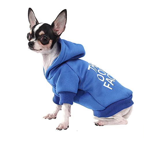 Hozz Chihuahua Dog Hoodie Clothes Cute Small Sweatshirt Warm Clothes Sweaters for Puppy Dogs Blue L