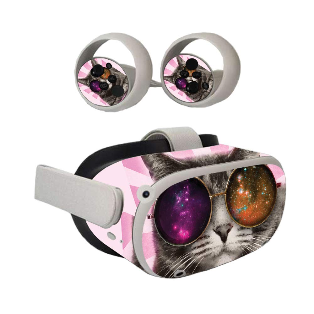 MightySkins Skin Compatible with Oculus Quest 2 - Galaxy Cat | Protective, Durable, and Unique Vinyl Decal wrap Cover | Easy to Apply, Remove, and Change Styles | Made in The USA, OCQU2-Galaxy Cat