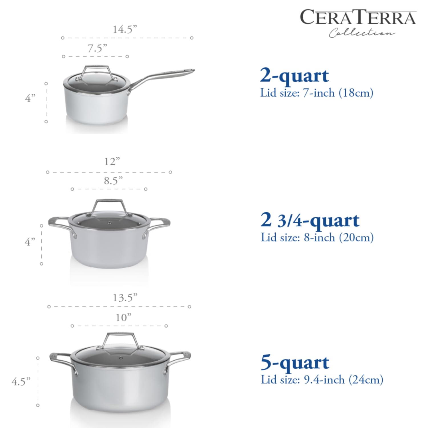 TECHEF - CeraTerra Collection, 2.8-quart Ceramic Nonstick Soup Pot with Glass Lid (PFAS, PTFE, and PFOA Free), Made in Korea (2.8-quart)