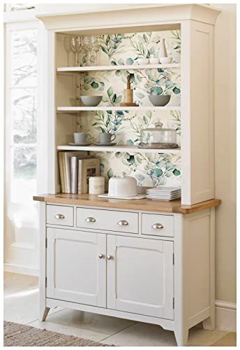 HAOKHOME 93042 Peel and Stick Wallpaper Green/White Eucalyptus Leaf Floral Wall Mural Home Nursery Boho Decor 17.7in x 9.8ft
