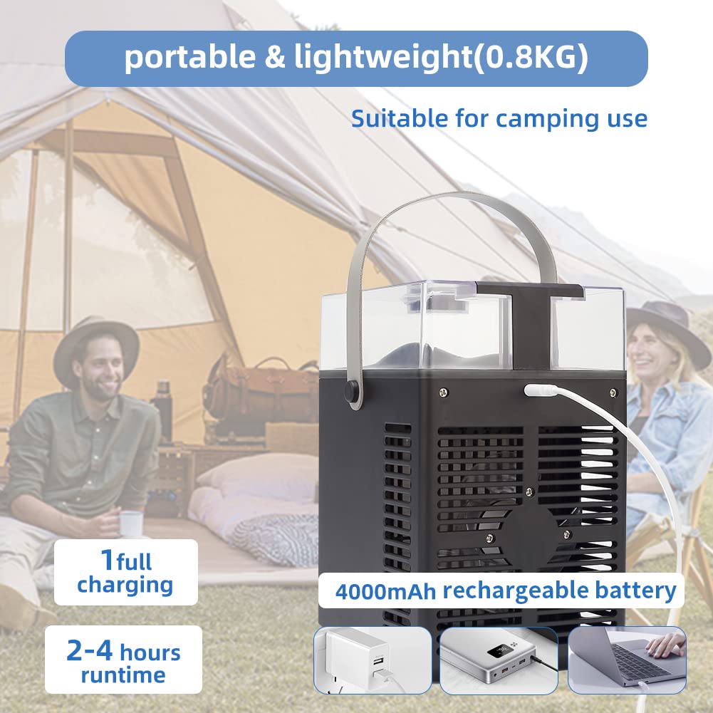 Portable Air Cooler Fan, Evaporative Air Cooler Rechargeable, Personal Air Conditioner with 6 Reusable Ice Boxes, Quiet Desk Fan with Air Humidifier and LED Night Light for Bedroom Camping Trip black-01