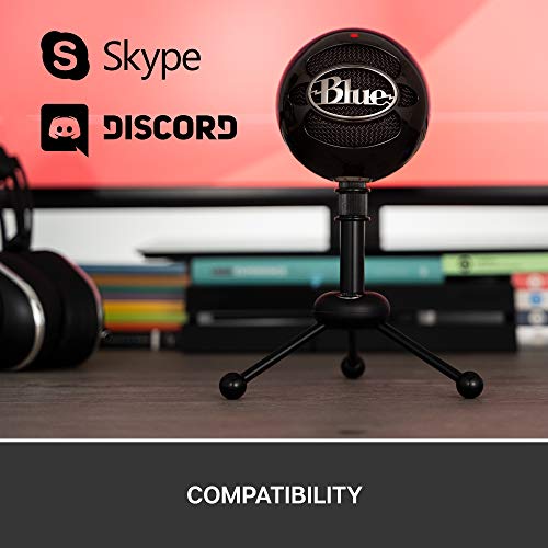Blue Snowball USB Microphone for PC, Mac, Gaming, Recording, Streaming, Podcasting, Condenser Mic with Cardioid and Omnidirectional Pickup Patterns, Stylish Retro Design – Black
