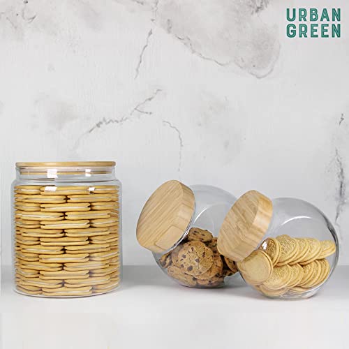 ECOEVO Glass Penny Jars with Bamboo Lids, Glass Cookie Jars, Glass Candy Jars, Glass Jars with Lids, Glass Food Storage Containers with Bamboo Lids, 2 Pack of 48oz