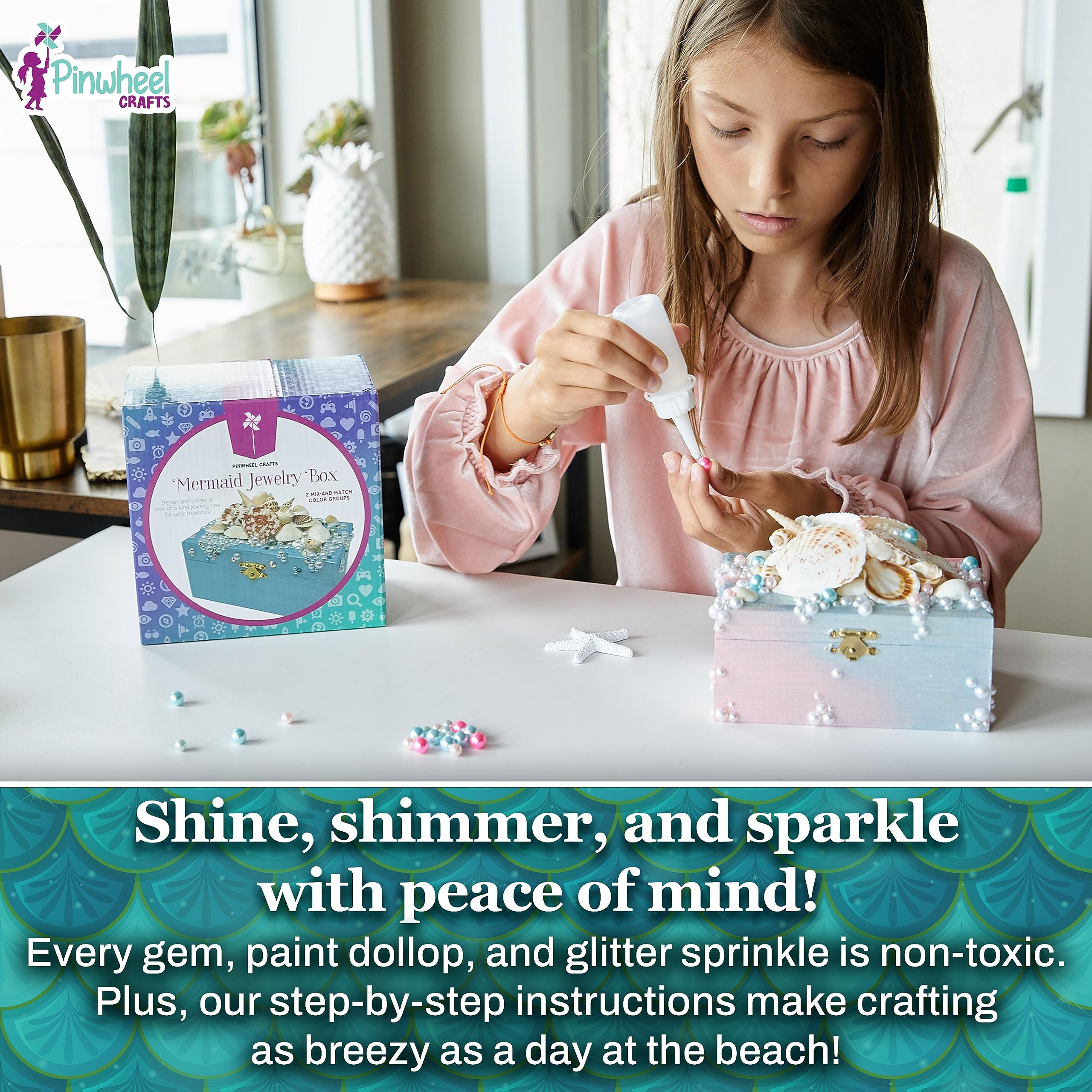 Panda Pillow Kit & Mermaid Jewelry Box Kit Bundle - Fun DIY Arts and Crafts Project for Kids Ages 6 7 8 9 10 11 12 - Great Gifts for All Occasions