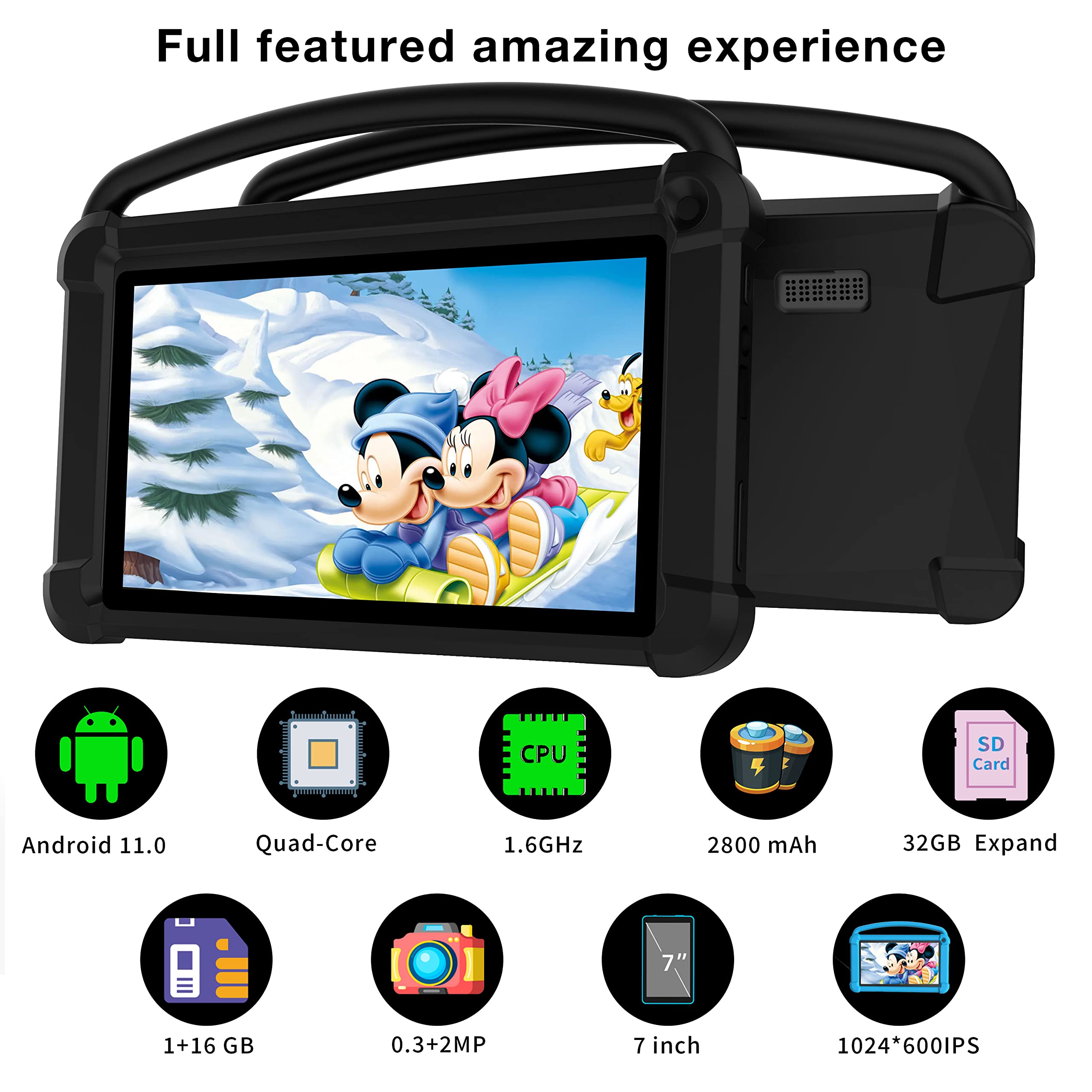 BYYBUO Tablet for Kids,Kids Tablet,7 in Android 11tablet,2800 mAh,WiFi, Bluetooth, Dual Camera, Educational, Games, Parental Control APP,Ideal Kids Gifts