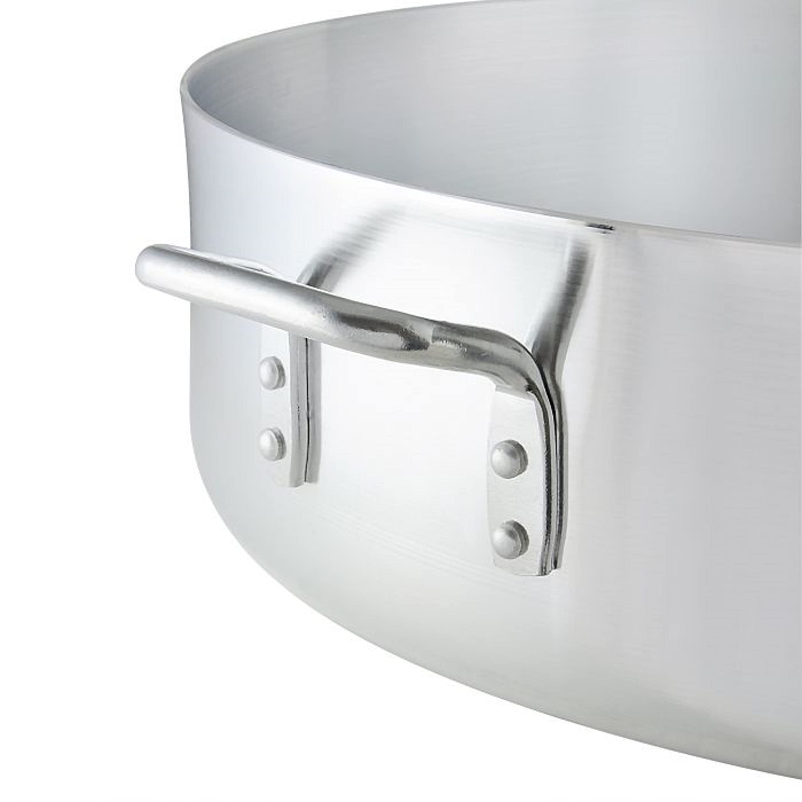 TrueCraftware- 40 qt. Aluminum Brazier Pot with Cover 6mm Thickness- Heavy Weight Cookware Braiser Pan Braising Pan Perfect Roasting Baking Sauteing Searing and Pan Frying Mirror-Finished