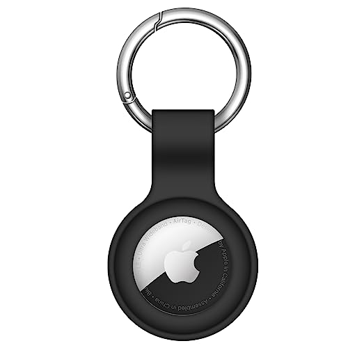 Linsaner Compatible with AirTag Case Keychain Air Tag Holder Silicone AirTags Key Ring Cases Tags Chain Apple AirTag GPS Item Finders Accessories,Black