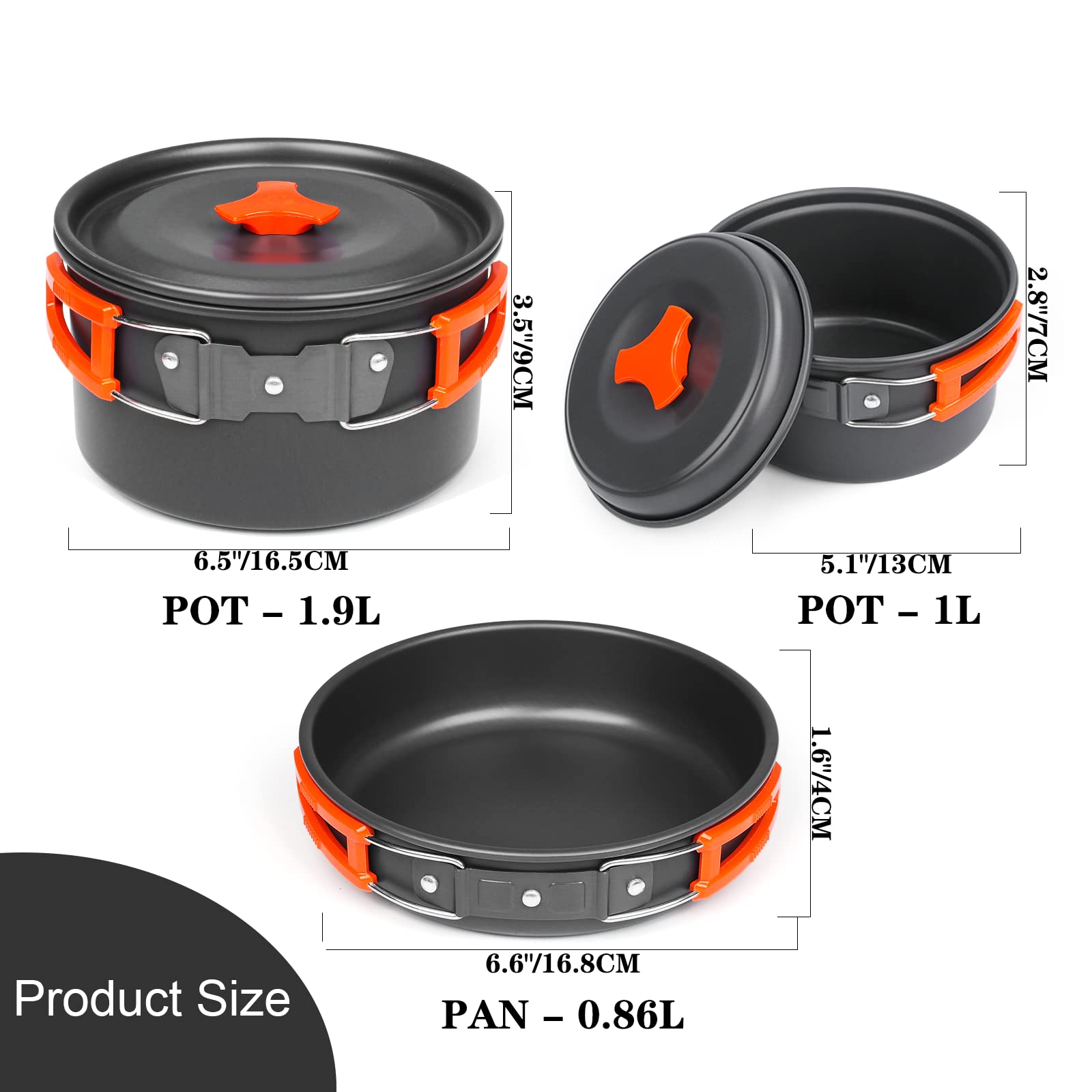 Bisgear Camping Cookware Mess Kit for Backpacking Gear - Camping Pots and Pans Set with Cups Plates Flatware - Camping Cooking Set Accessories - Survival Gear and Equipment