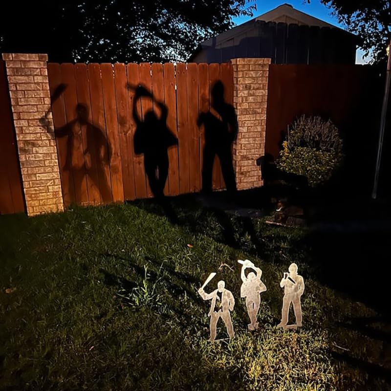 Bogshop Halloween Table Top Shadow Figures Halloween Yard Stakes Shadow Caster Metal Desktop Ornament Home Restaurant Decoration Metal Figures Silhouette Decor (Douchebag-3Pcs)