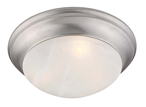 Livex Lighting 7304-91 Flush Mount with White Alabaster Glass Shades, Brushed Nickel