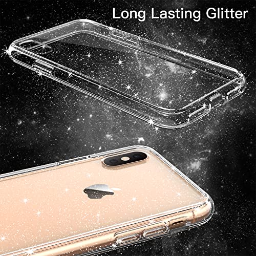 JETech Glitter Case for iPhone Xs Max, 6.5-Inch, Bling Sparkle Shockproof Phone Bumper Cover, Cute Sparkly for Women and Girls (Clear)