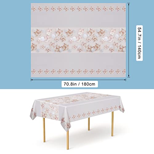 FYY Wipeable Plastic Tablecloth - 55 x 70 Inch Heavy Duty Waterproof PVC Rectangle Tablecloth, Oil Spill Proof, Heat-Resistant, Polyester Backing Plastic Table Cover for Dining, Camping, Picnic, Party