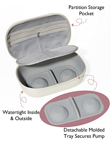 Momcozy Breast Pump Bag for Hands-Free Wearable Breast Pumps, Hard Shell Case with Removable Tray, Watertight Breast Pump Storage Bag for Pumping Bag, Diaper Bag, or Handbag(Holds 2 Pumps)