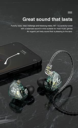 FEDAI TRN MT1 1DD HiFi Earphone Headphone, TRN MT1 in-Ear Earbud with New 10mm Composite Magnetic Dynamic Driver Over Ear Headset with Detachable C Pin 0.75MM Cable(No mic,Black)