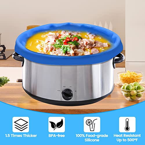 MQFORU Silicone Slow Cooker Liners fit Crockpot 6-8 Quart, 2 Pack Divider Silicone Liners for Crock Pot, BPA Free/Leakproof/Dishwasher Safe, for Most 6-8QT Oval Shape Cooking Liner