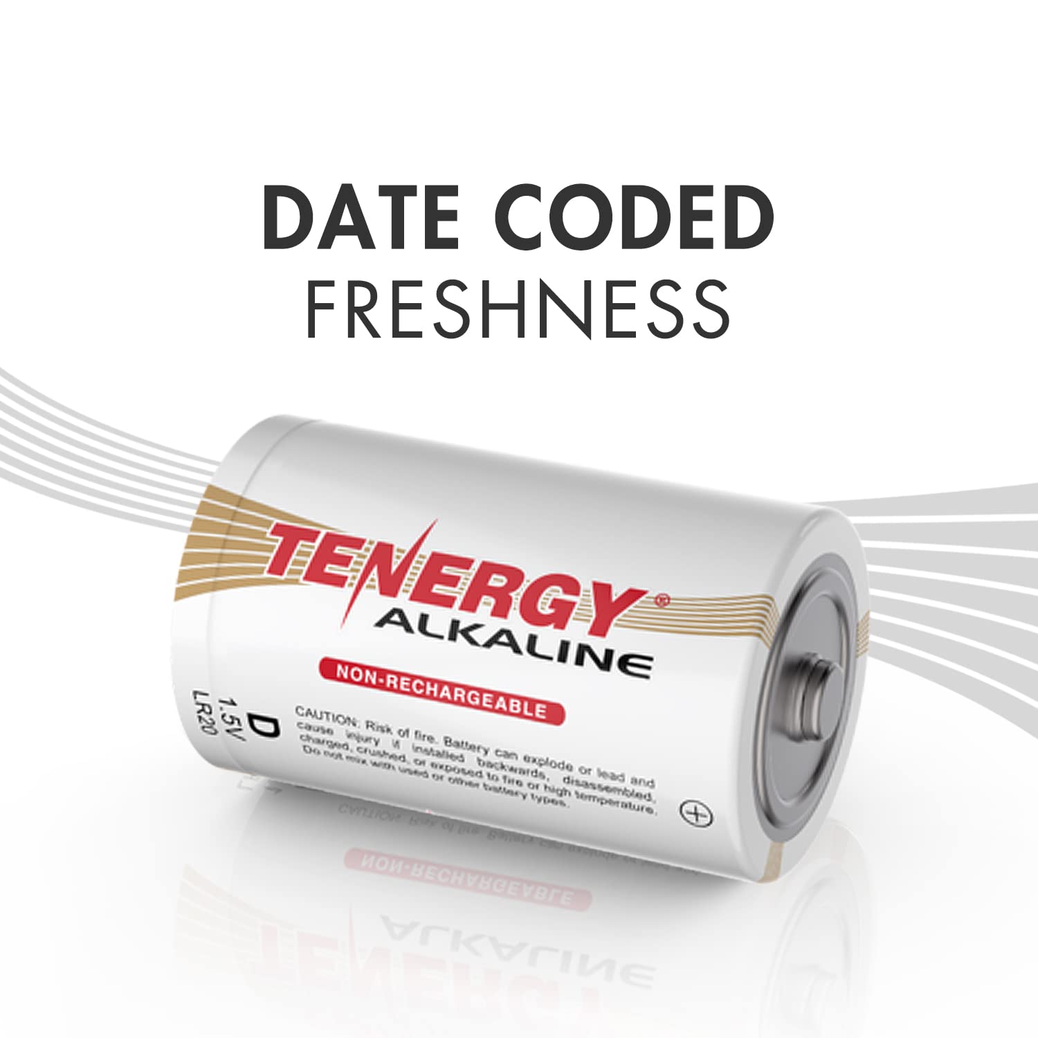 Tenergy 1.5V D Alkaline LR20 Battery, High Performance D Non-Rechargeable Batteries for Clocks, Remotes, Toys & Electronic Devices, Replacement D Cell Batteries, 12 Pack