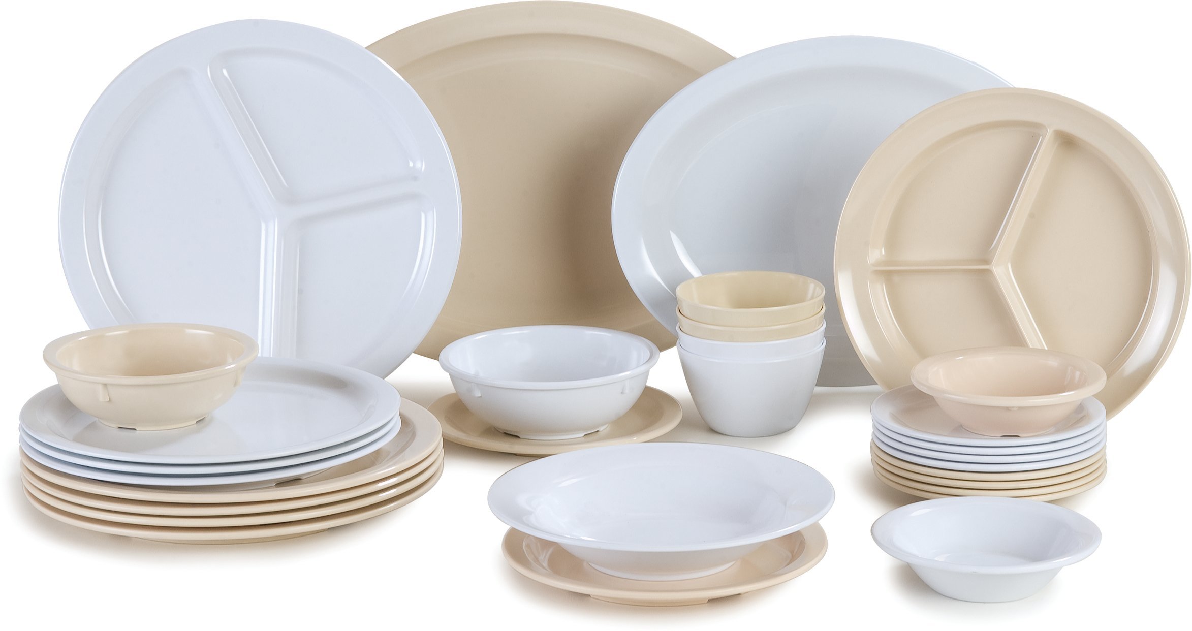Carlisle FoodService Products Kingline Reusable Plastic Bowl Soup Cup for Home and Restaurant, Melamine, 8 Ounces, Tan, (Pack of 48)