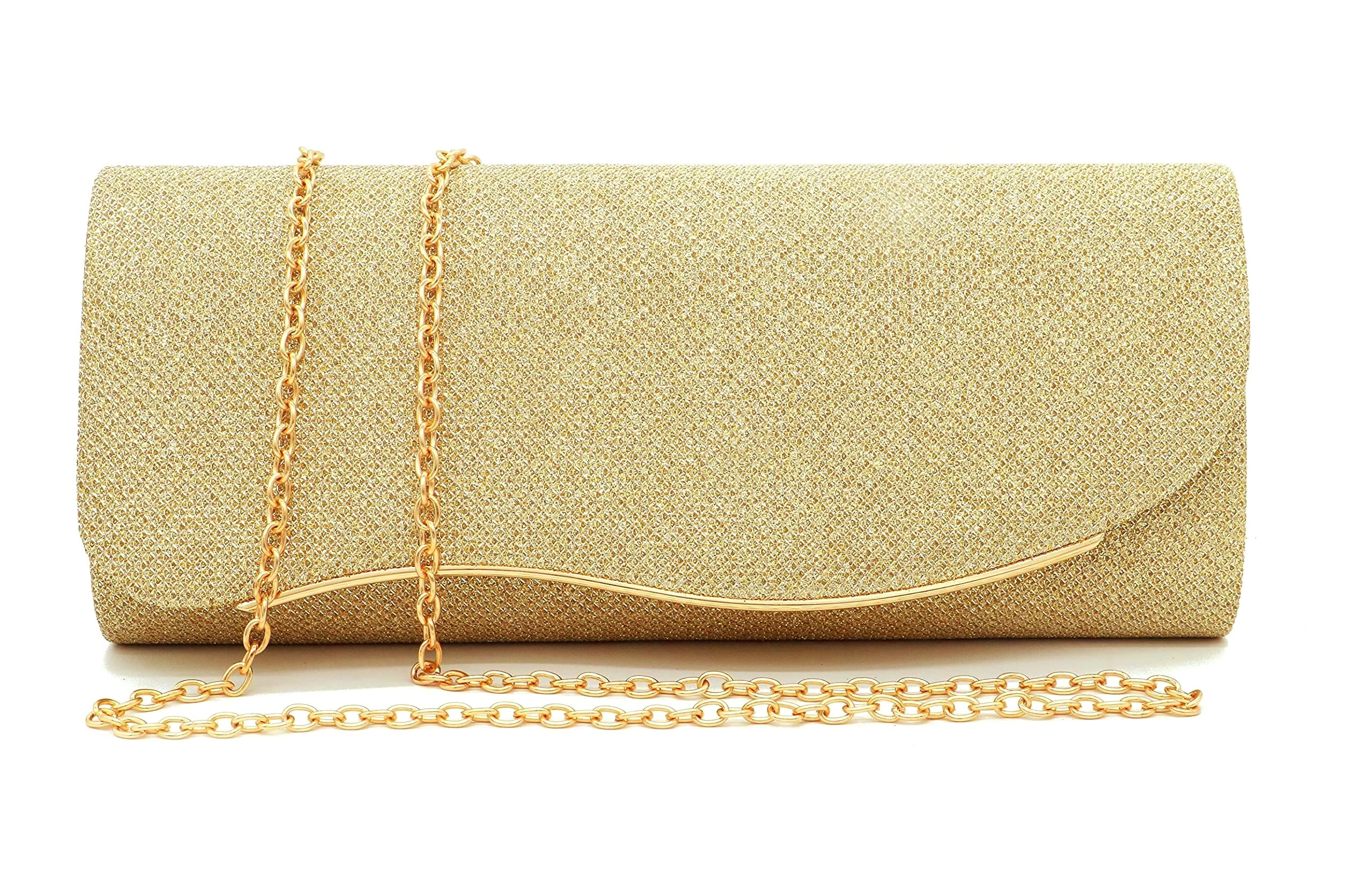 RAPENG Women's Evening Bag Glitter Clutch Wedding Bridal Purse Sparkle Cocktail Party Prom Handbag (gold)