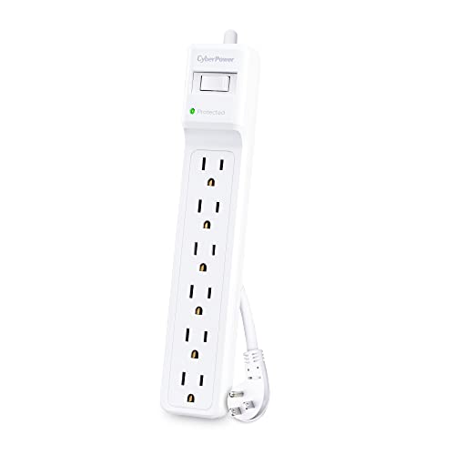 CyberPower B615 Essential Surge Protector, 1500J/125V, 6 Outlets, 15 ft Power Cord, White